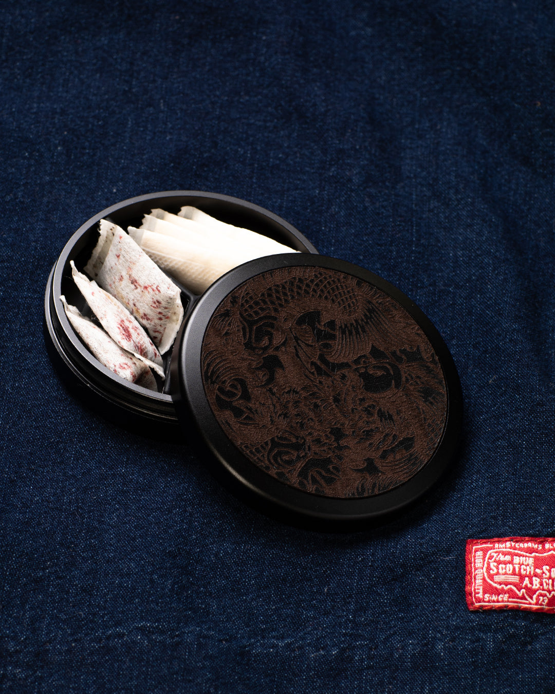 Icetool Tri Can Leatherface Black Koi metal snus and ZYN can – Icetool snus accessories